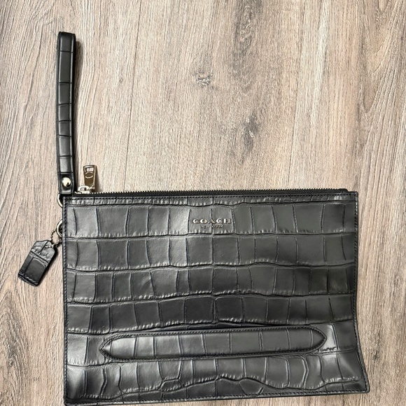 Coach | Bags | Coach Structure Pouch Crocodileembossed Leather With ...